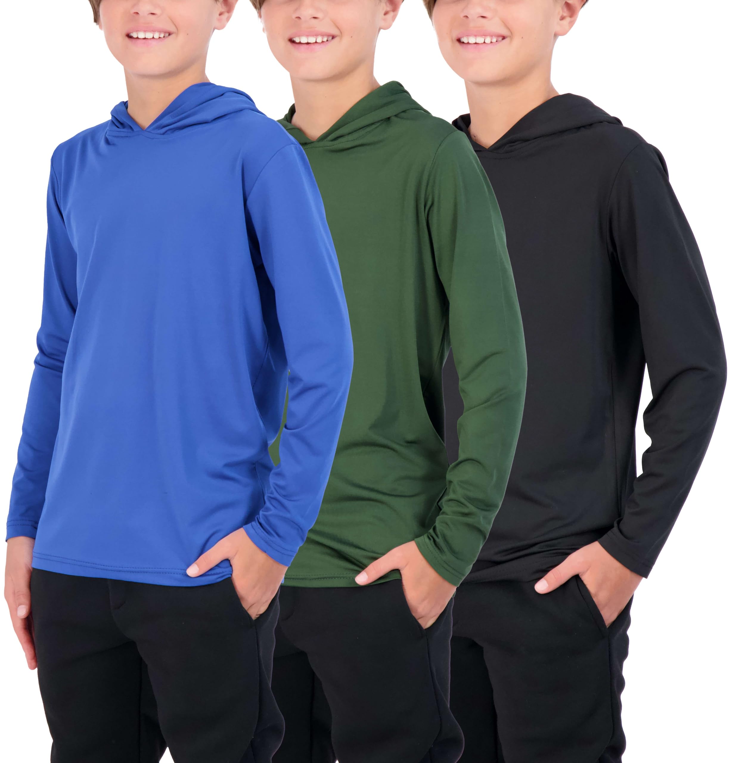 3 Pack: Boys Girls Youth Teen Quick Dry Dri Fit Dry Fit Long Sleeve ...