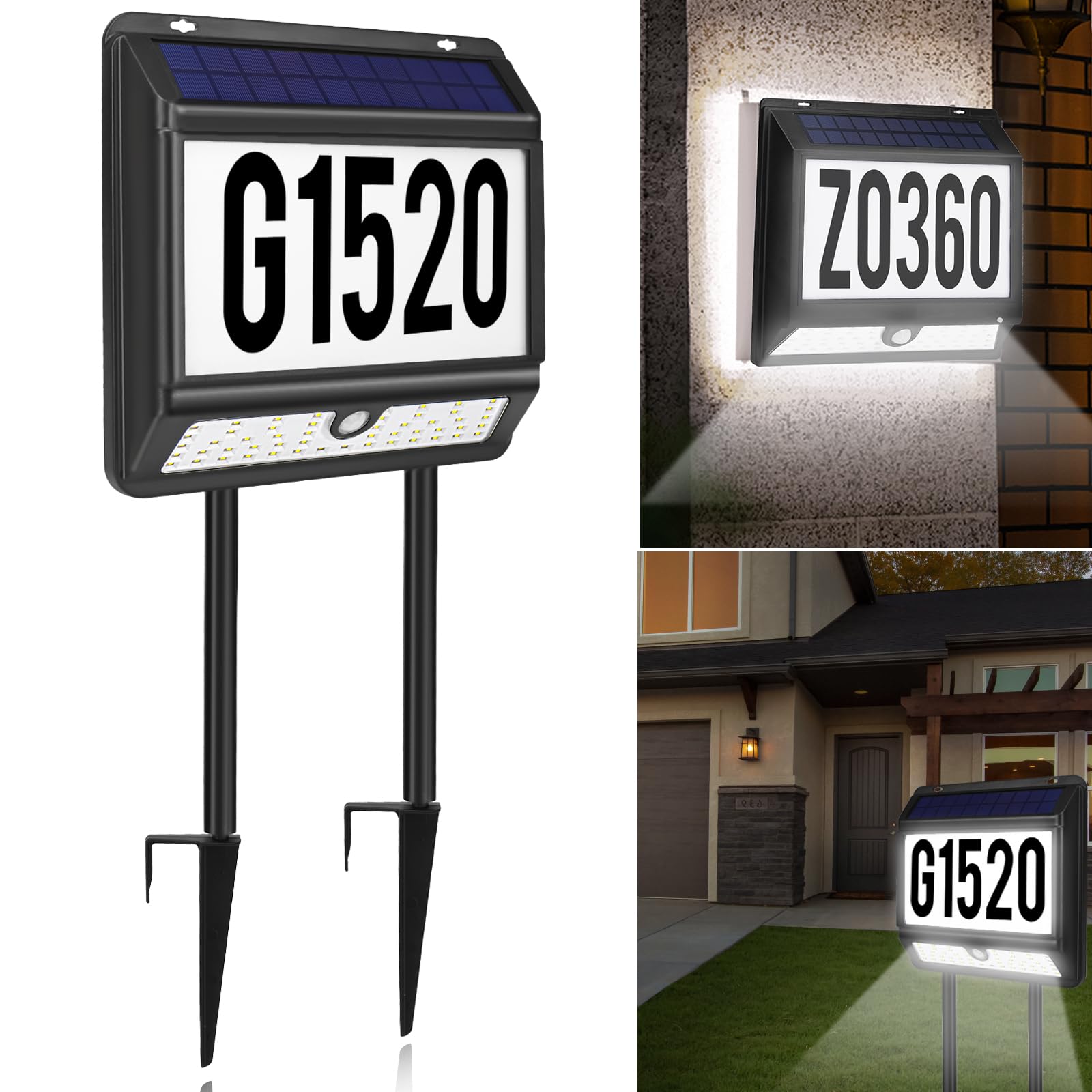 Solar Address Sign,Solar House Numbers for Outside LED Illuminated ...