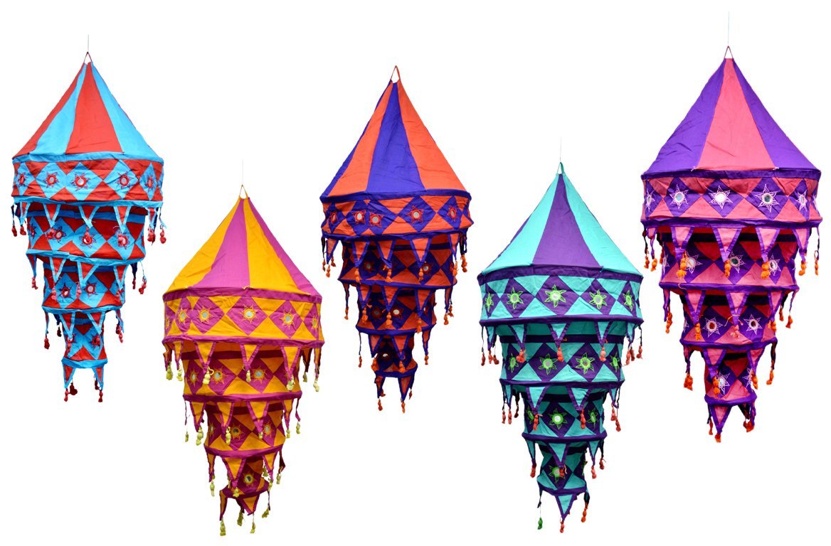 Amazon.com: Amazing India 10pcs Indian Ethnic Hanging Lamp shade Mirror ...