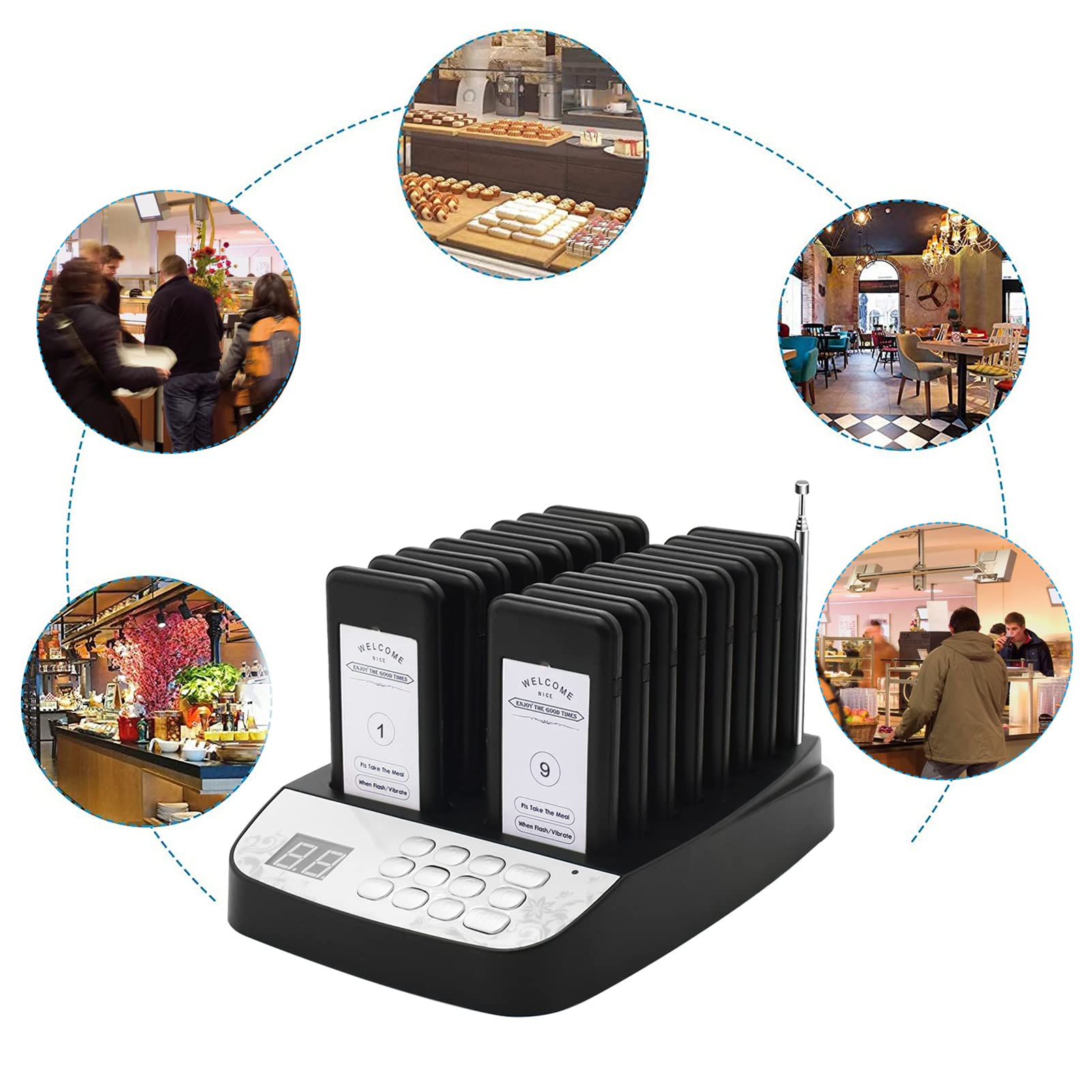 Mua Restaurant Pager System, 16 Wireless Pagers for Restaurants, Set ...