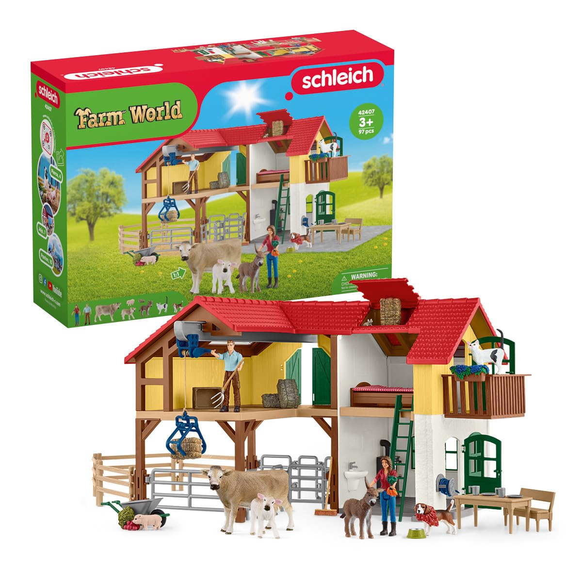 Mua Farm World — Large Farm House, 97-Piece Toy Farm House with 3 Rooms ...