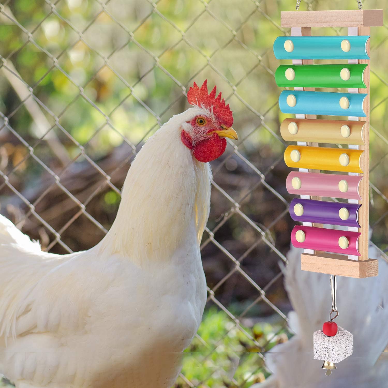 2 Pieces Chicken Toy Wooden Xylophone Toy Hen Musical Toy with 8 Metal ...