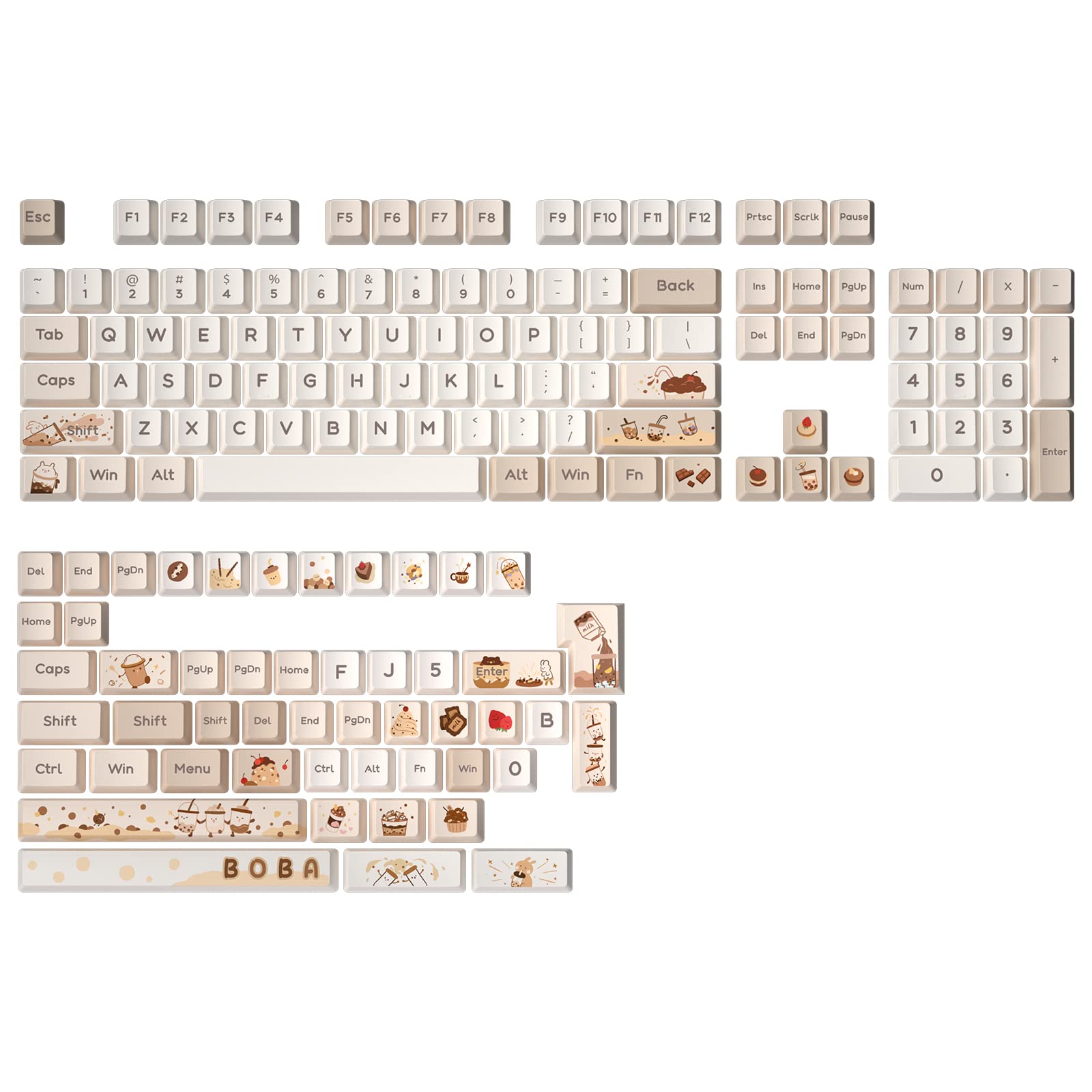 Mua YUNZII Boba Dye Sub PBT Keycaps,154 Full Keys Dye Sublimation ...
