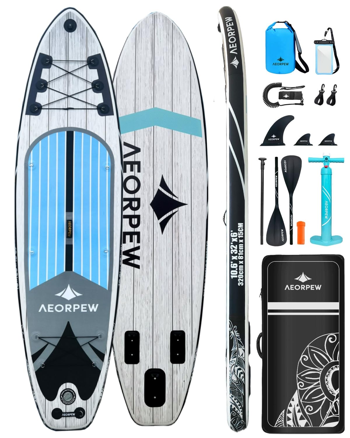 AEORPEW 10.6ft Inflatable Paddle Boards for Adults, 32in Wide Stance ...
