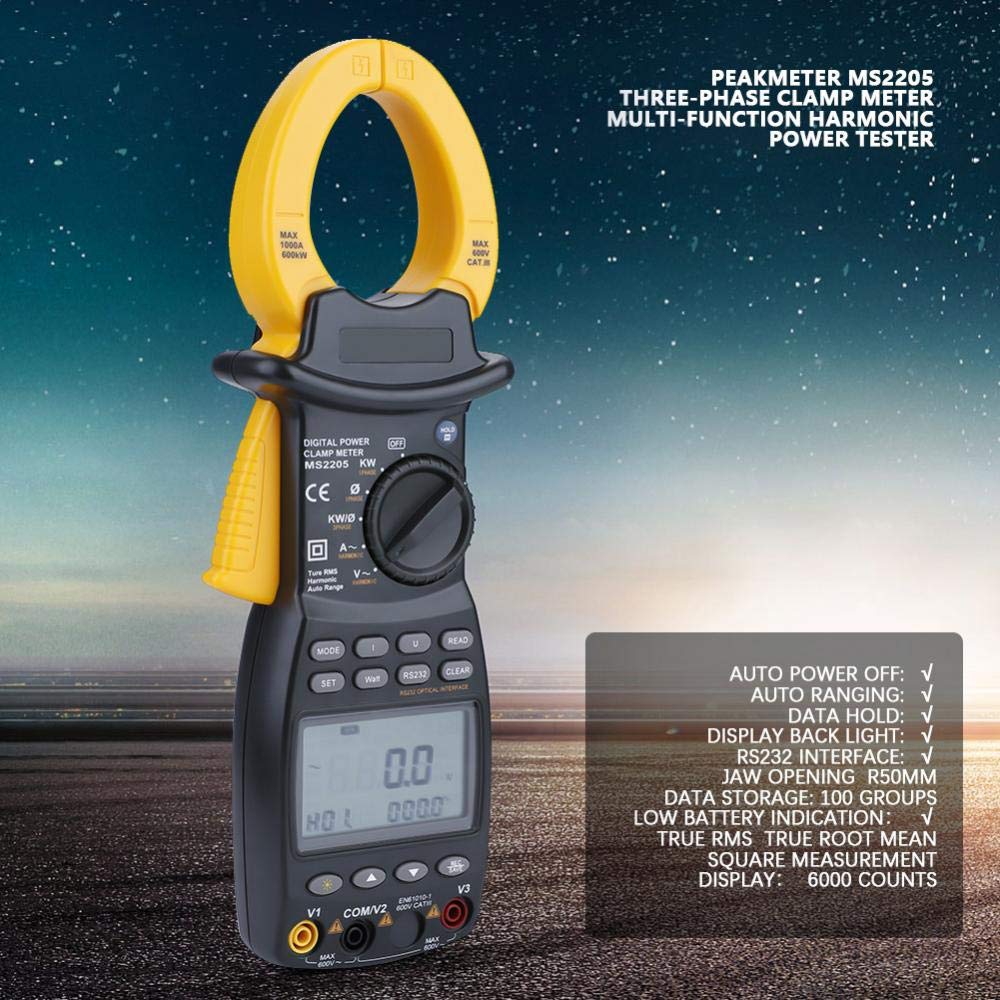 MS2205 Clamp Meter,3-phase Clamp-type Digital Power Meter,with RS232 ...