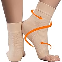 2 Pairs Compress Bamboo Foot Sleeves,Anti Fatigue Sleeping Open Toe ...