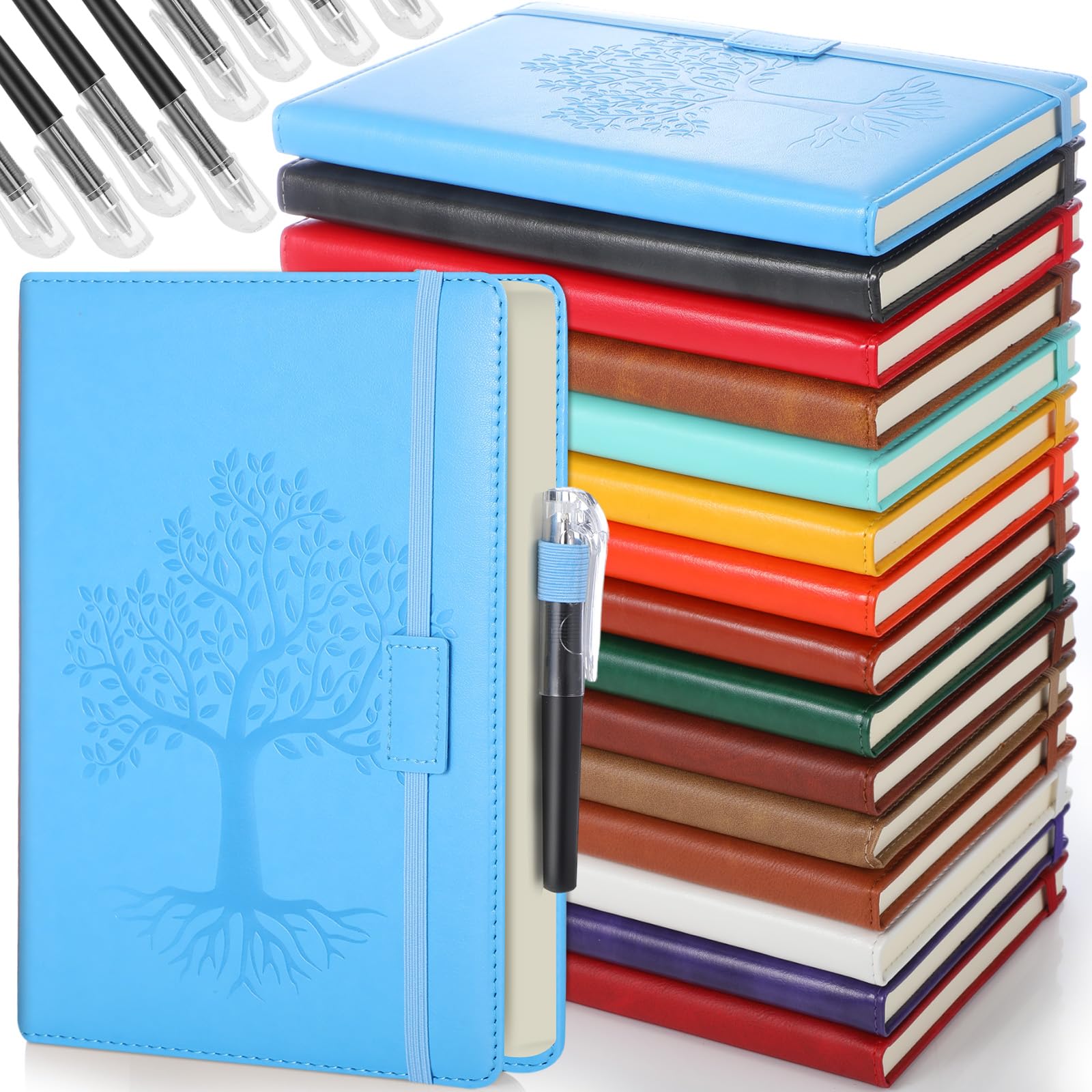 Estune 15 Pack Lined Journal Notebook A5 Tree of Life Hardcover Leather ...