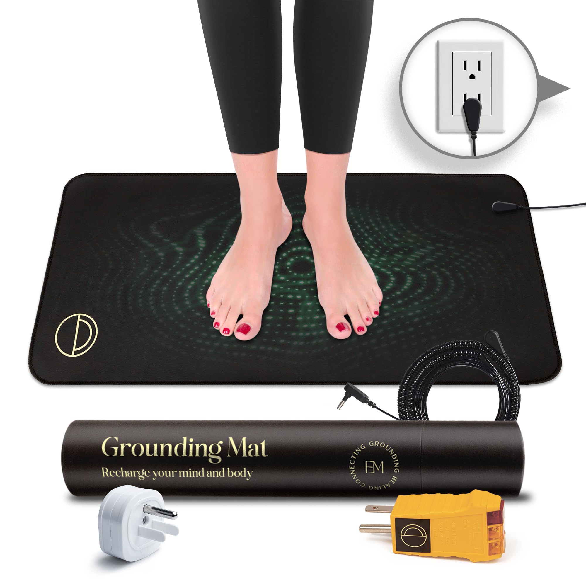 Earth and Moon Grounding Mat for Feet, 13x29in Travel-Size Grounding Pad for Stress, Pain and ...