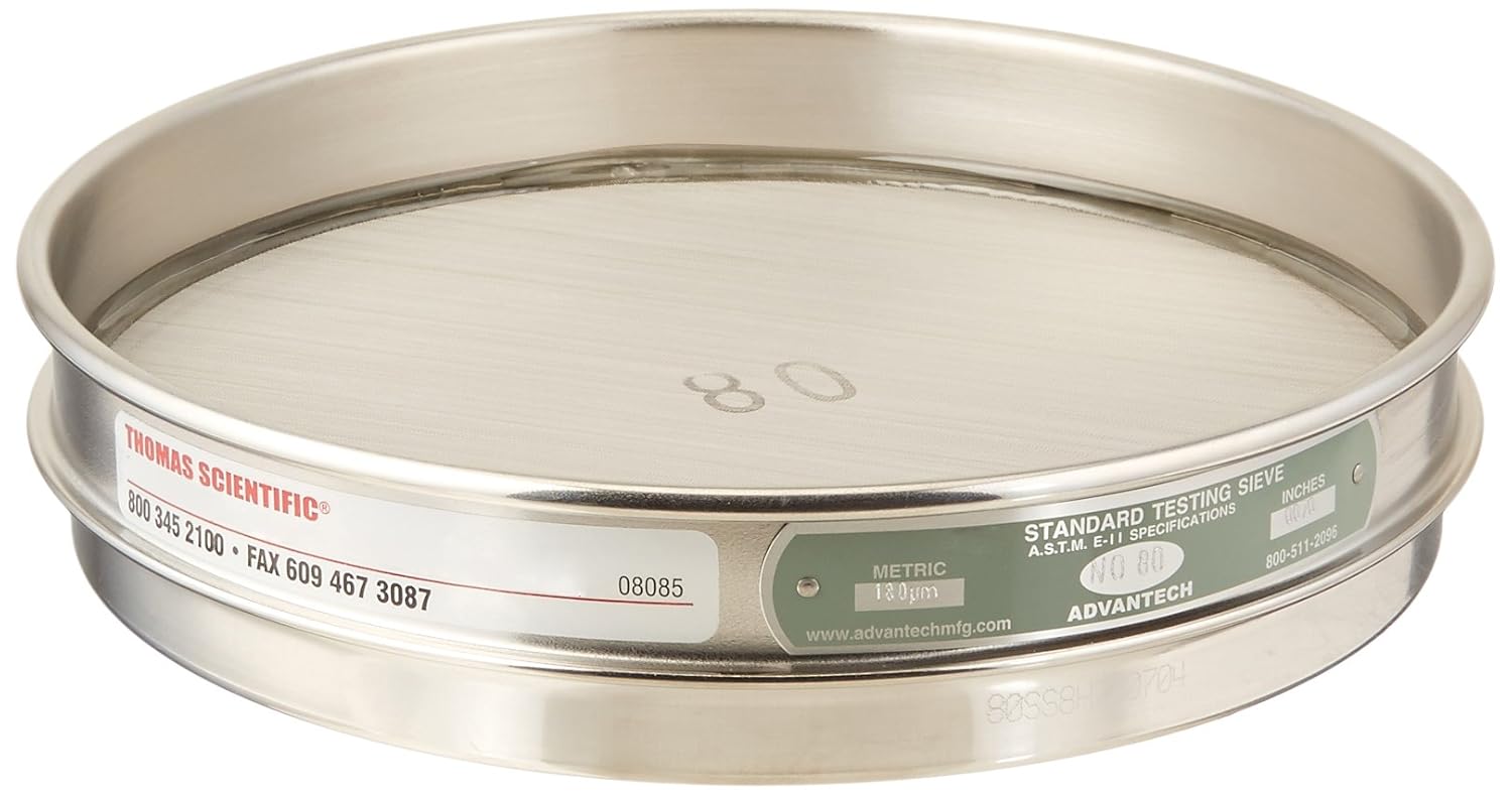 Advantech 80SS8H Stainless Steel Half Sieve 8 Diameter 80 Mesh Size