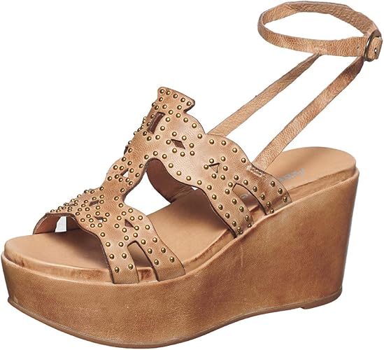 Antelope Women's 851 Taupe Leather Studded Wedge Ankle Strap Sandals, 7 ...