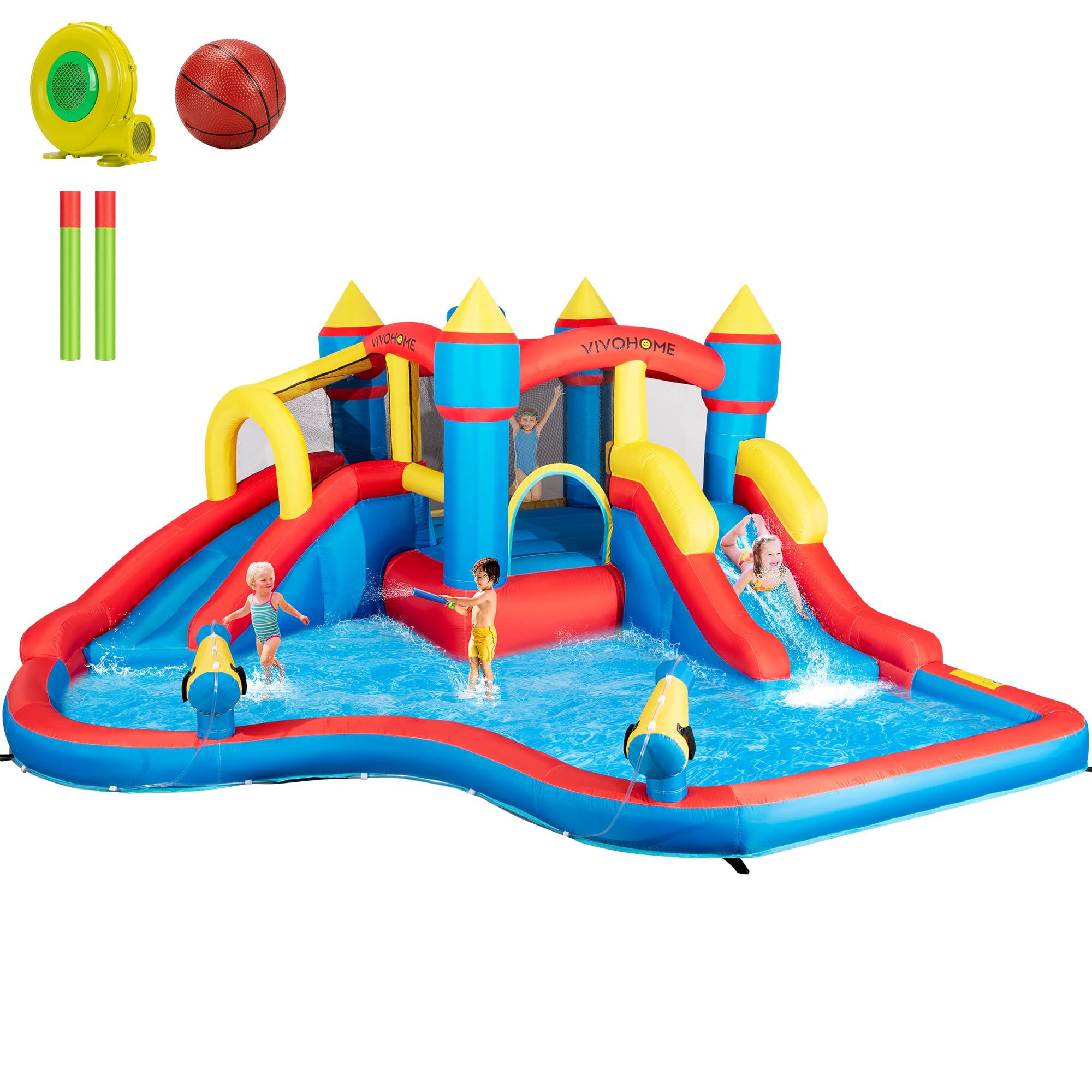 VIVOHOME 6 in 1 Bounce House for Kids, Big Swimming Pool Bouncy Castle ...
