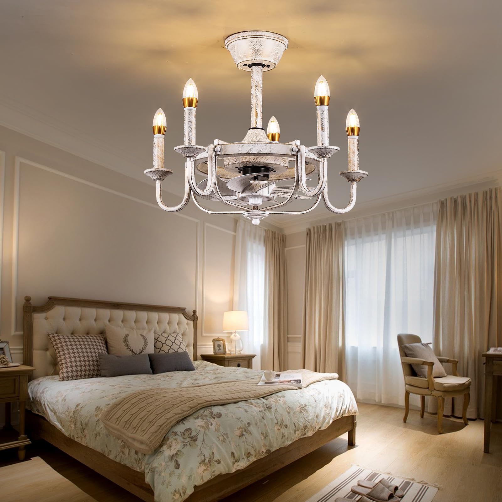 Mua MADSHNE 22''Retro Chandelier Ceiling Fan with Lights, Small ...