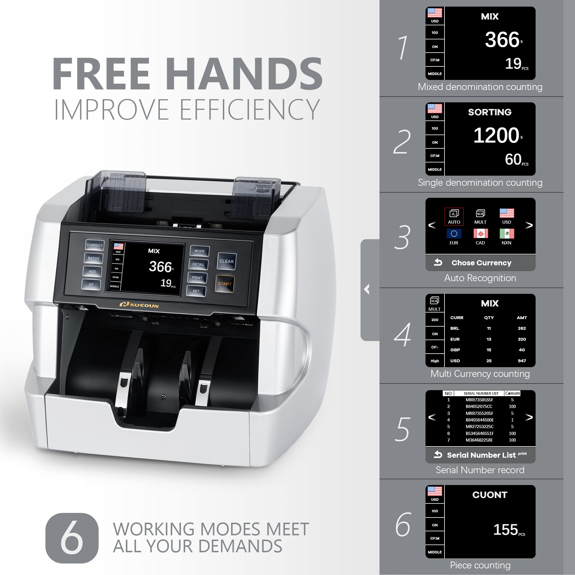 Mua VC-7S Silver Bank Grade Money Counter Machine Mixed Denomination ...