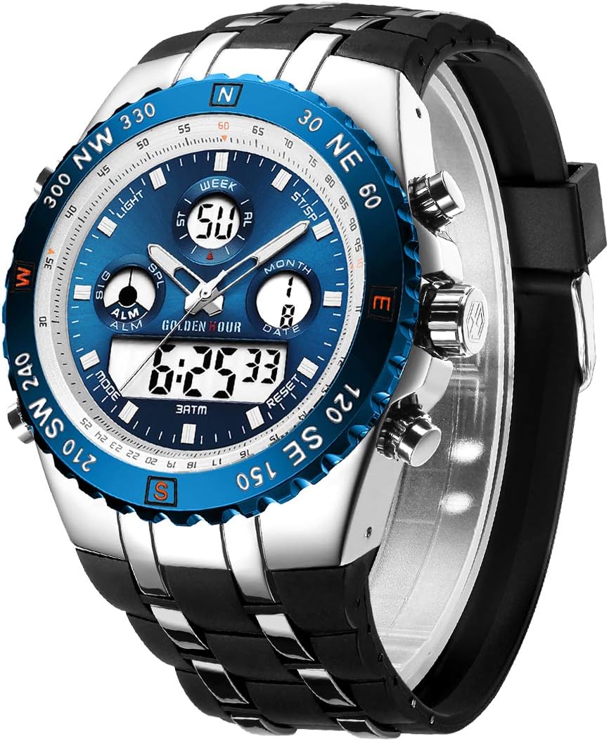 GOLDEN HOUR Enormes relojes deportivos militares pesados para hombres ...