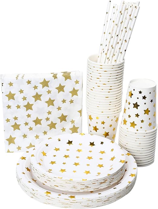 Amazon.com: Full Fancy Disposable and Biodegradable Party Set,Paper ...