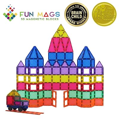 Buy Fun Mags Magnetic Blocks 100-Piece Set 3D Magnetic Building Blocks ...