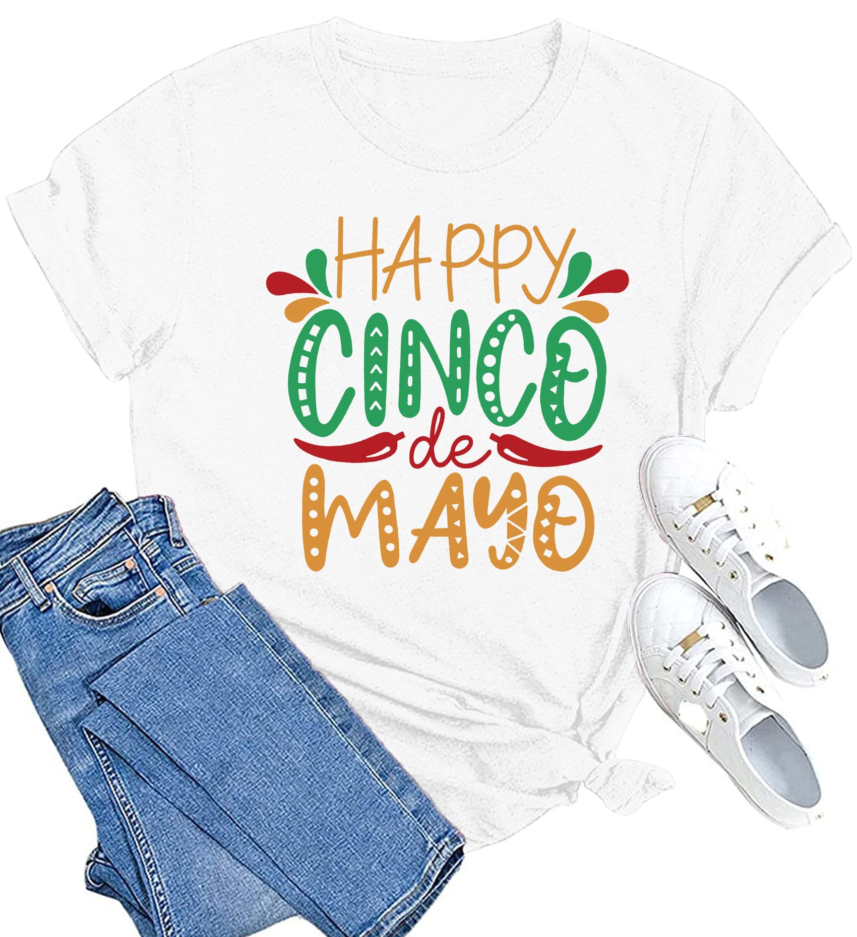 MAIHUN Womens Happy Cinco De Mayo Shirt Mexican Fiesta Tshirt Vacation ...