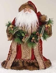 Amazon.com: 14" Lavish Santa Claus in Burgundy Robe Christmas Tree ...