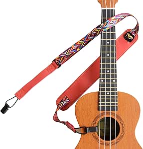 Amazon.com: Leather Padded Ukulele Strap No Drill, Ethnic Pattern ...