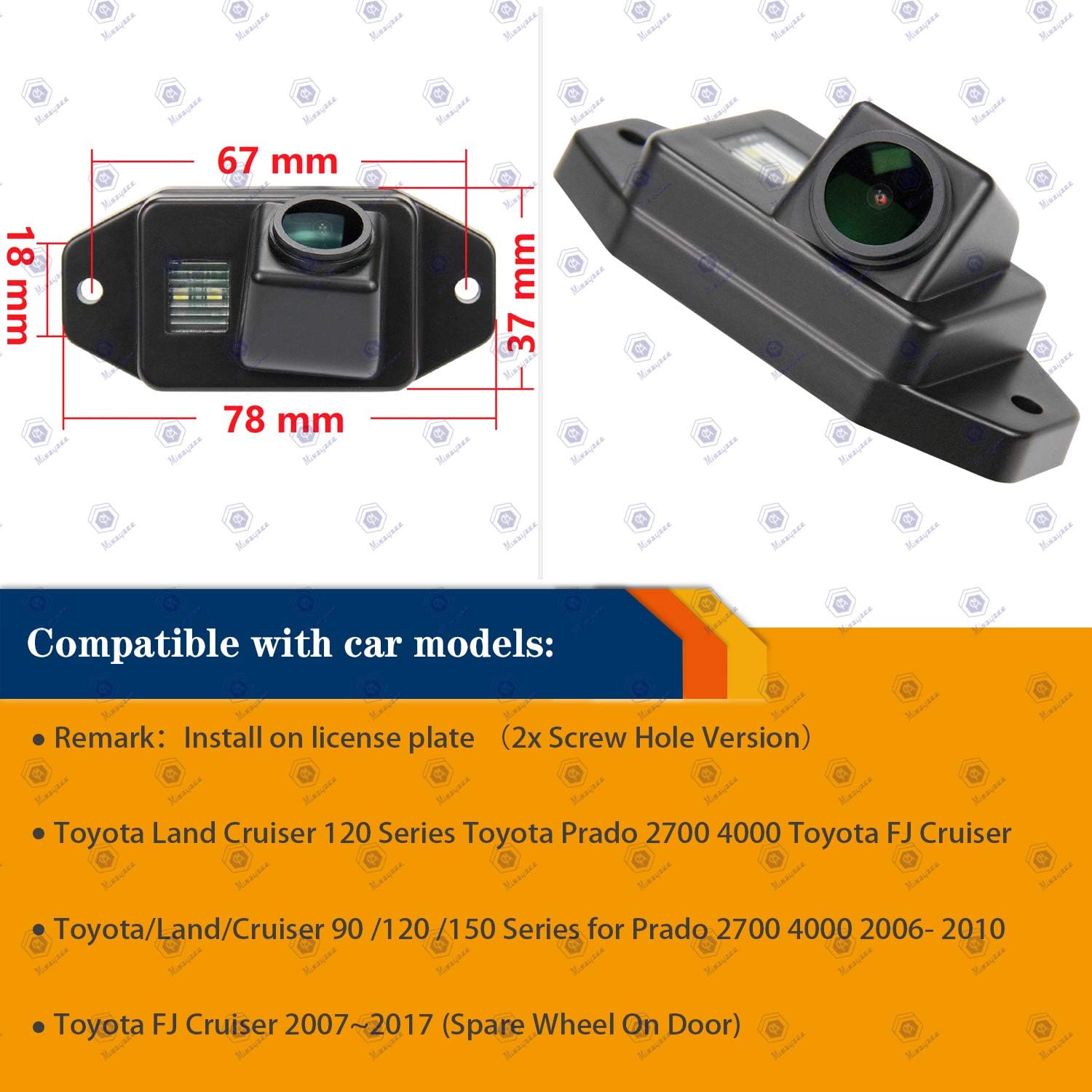 Upgraded Reversing Camera 1280x720p Camera Integrated in Number Plate ...