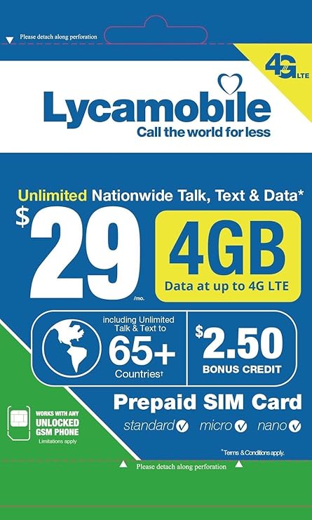 Amazon.com: Lycamobile $29 Plan 1st Month Included SIM Card is Triple ...