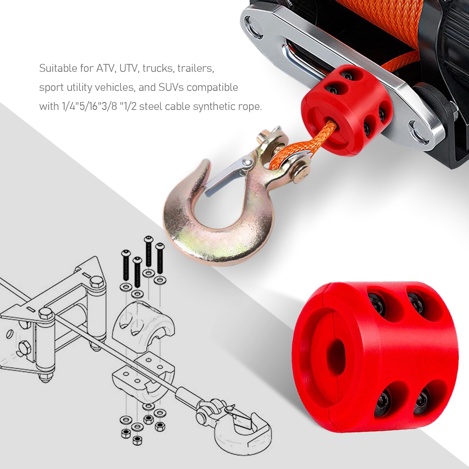 Mua GKmow 1 PC Winch Cable Hitch Stopper, PVC Colorfast Cable ...