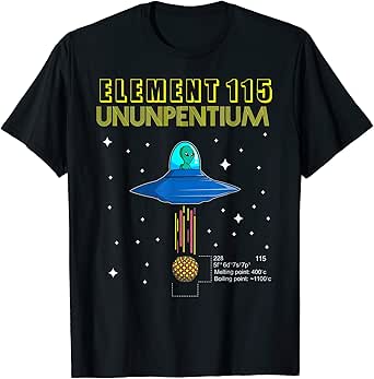 Amazon.com: Element 115 Ununpentium Electron UFO Alien Area 51 Shirt ...