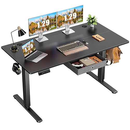 Sweetcrispy Electric Standing Desk with Drawer 55 x 24 Inches Stand up ...