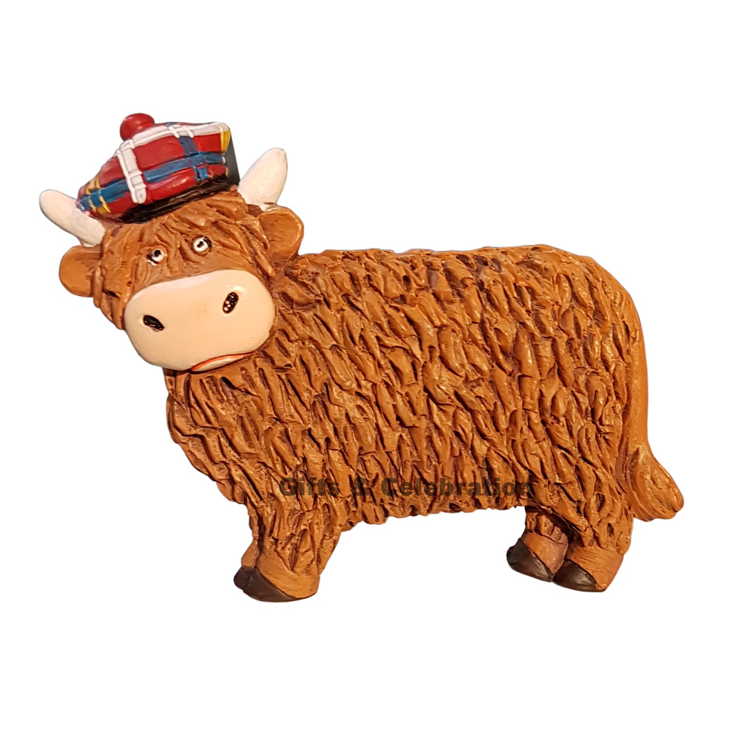 Scotland Fridge Magnet - Highland Cow with Tartan Hat, Souvenir Gift ...