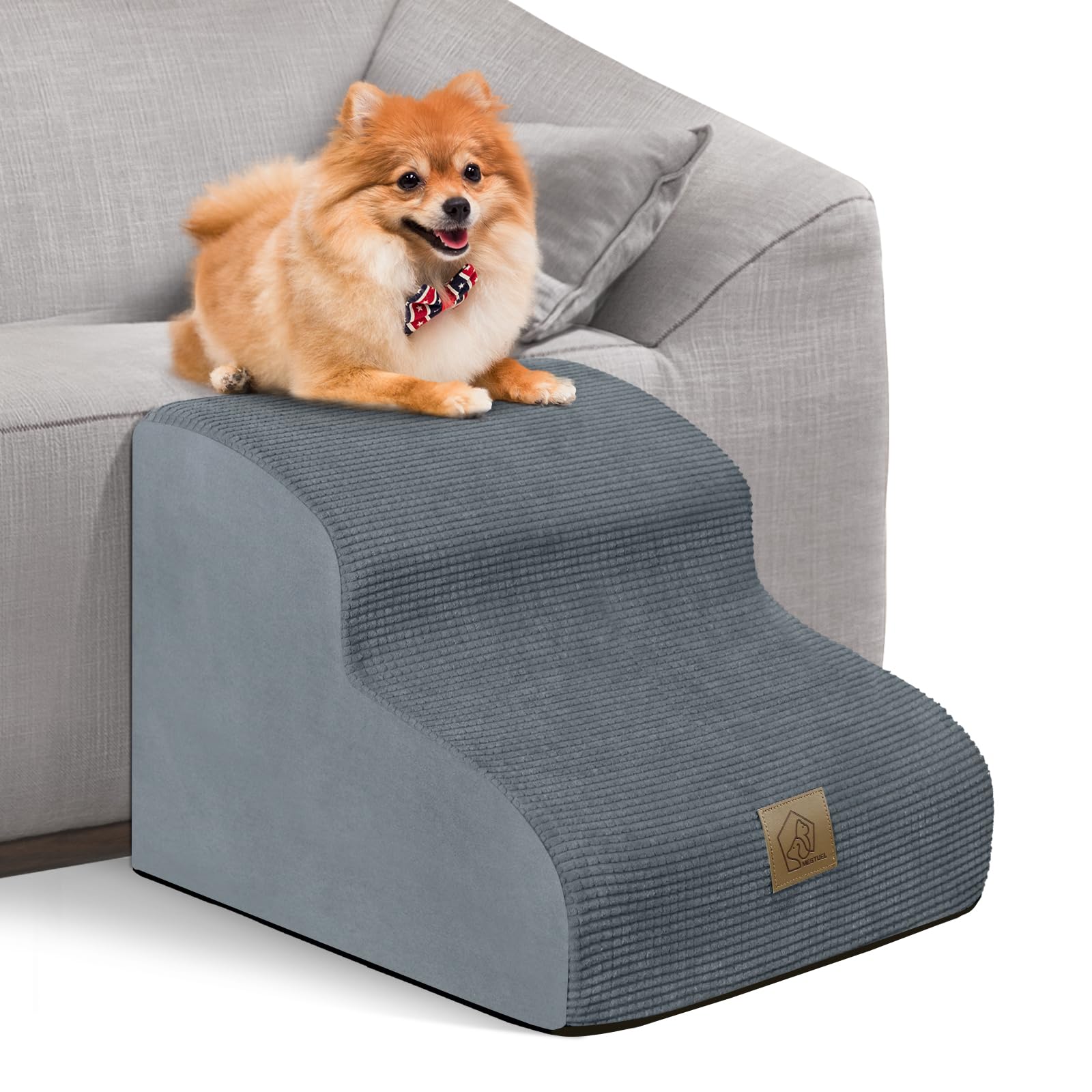 Mestuel Dog Stairs for Small Dogs, 2-Tiers Small Dog Stairs Foam Dog ...