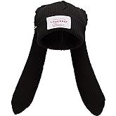 Amazon.com: 2Pcs Long Rabbit Ears Beanie Hat for Women, Knit Beanie ...