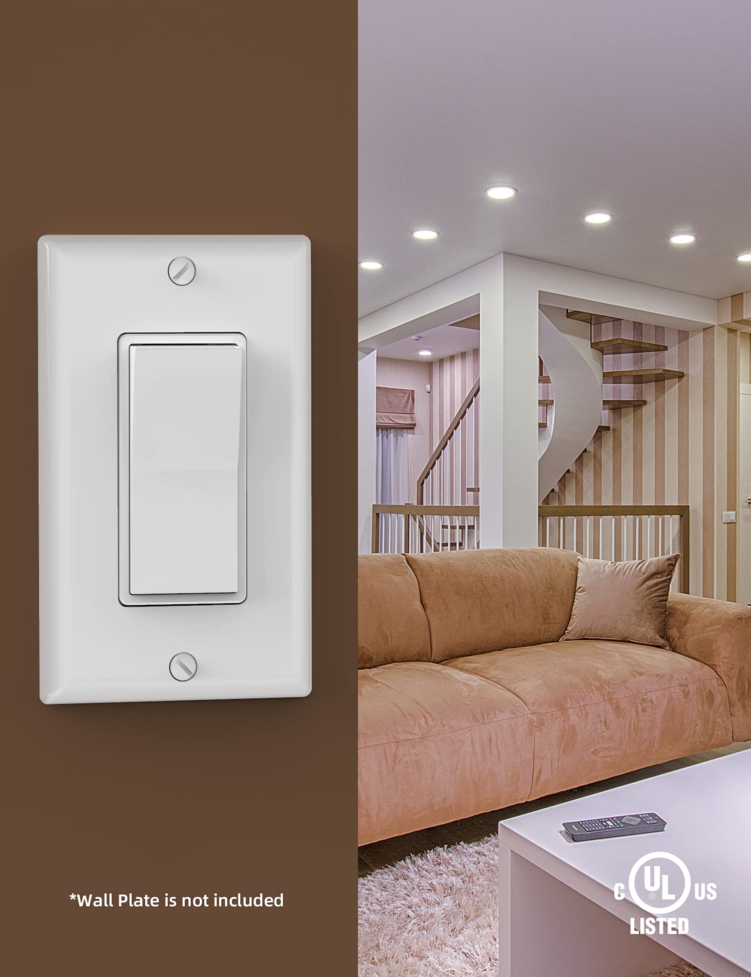 Mua Single Pole Decorator Light Switch, 15Amp, 120/277V, Decorative ...