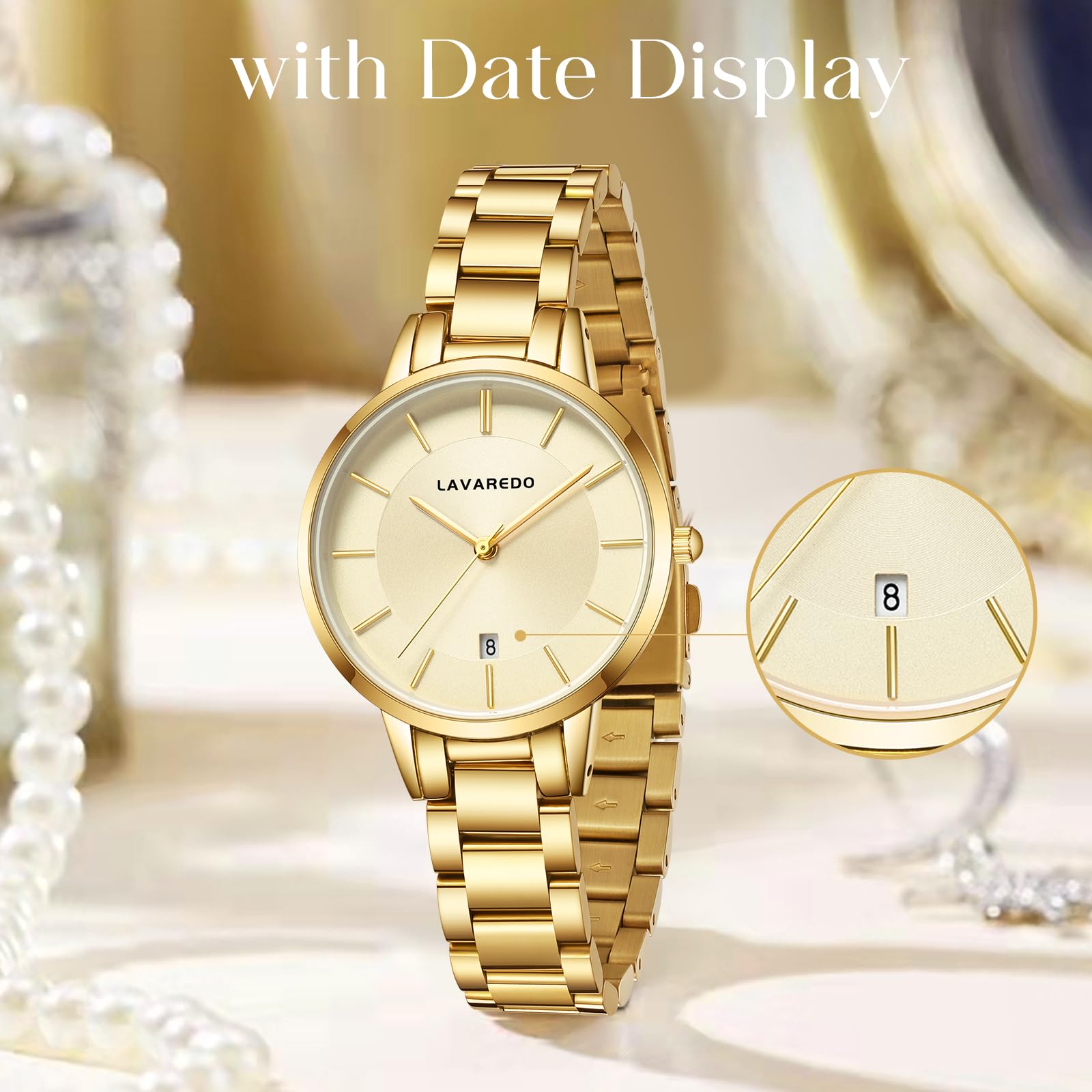Mua L LAVAREDO Women's Bracelet Watch,Dainty Luxury Gold Watches for Women with Easy Read Date ...