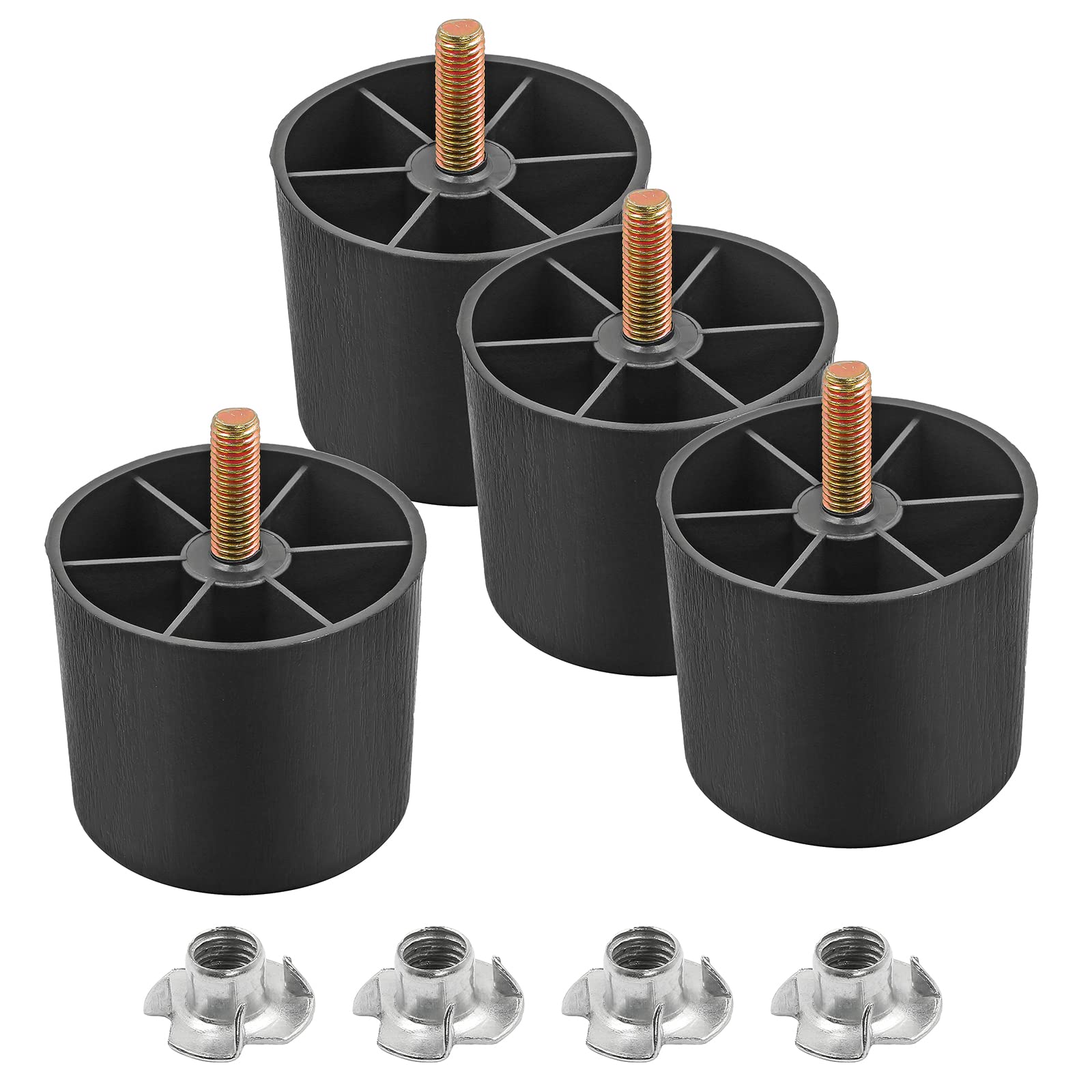 Masendelk 2 inch Plastic Furniture Legs, Round Tapered Table Legs Black ...