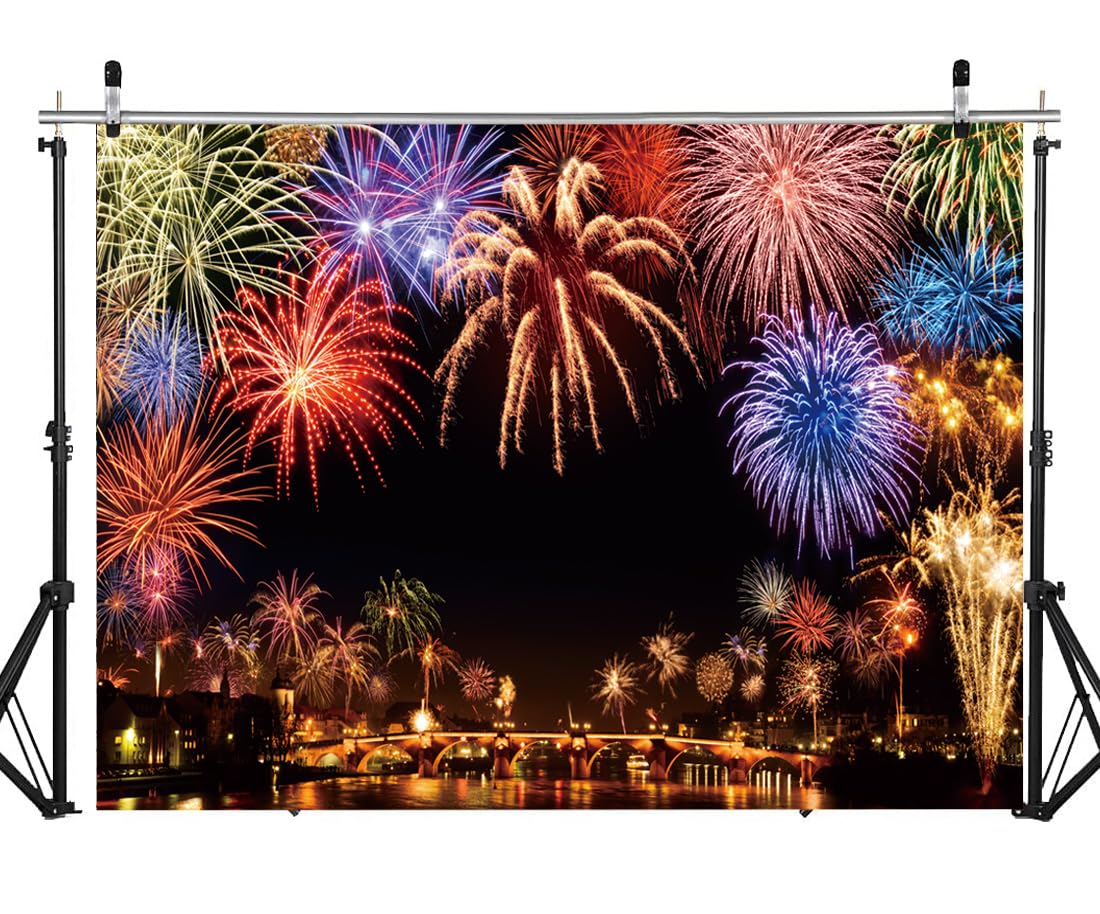 DHXXSC 8X6FT Happy New Year Backdrop New Year Eve Sparklers Fireworks ...