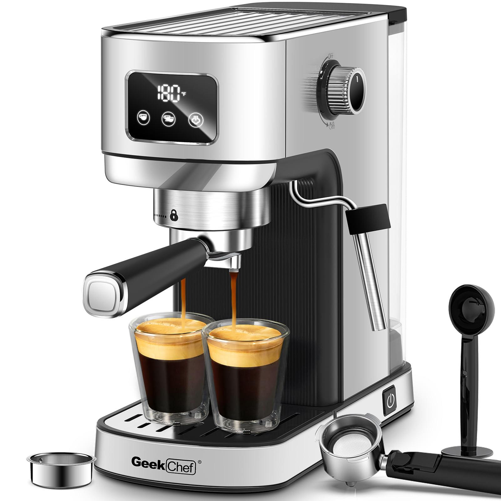 Geek Chef Espresso and Cappuccino Machine, Stainless Steel Espresso ...