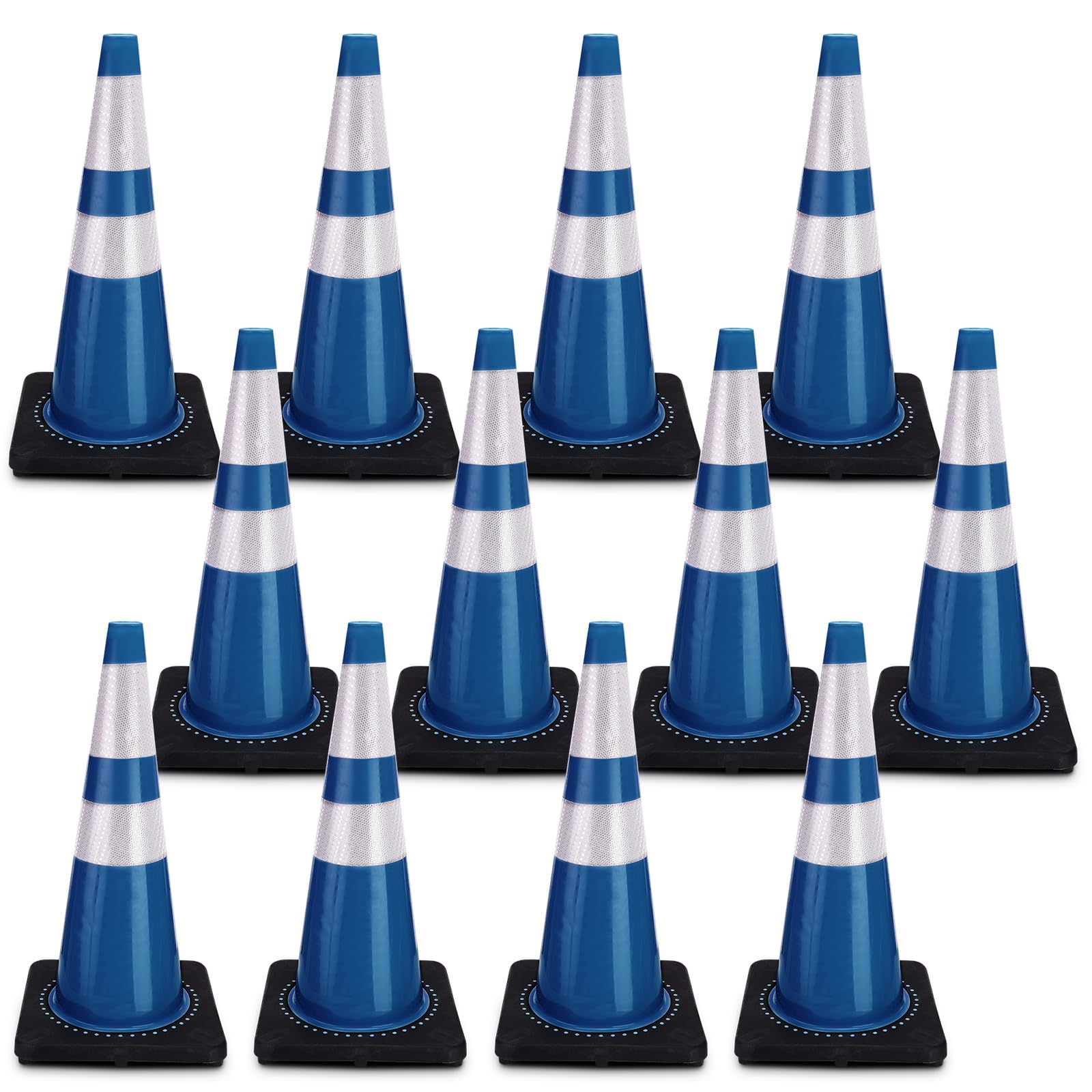 Copkim 12 Pack Traffic Safety Cones Plastic PVC Blue Traffic Cones with ...