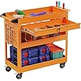 3 Tier Tool Cart on Wheels with Lockable Drawer, Heavy Duty Rolling Tool Cart,Large Storage ...