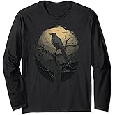 Amazon.com: Beautiful Black Crow Raven Bird Silhouette T-Shirt ...