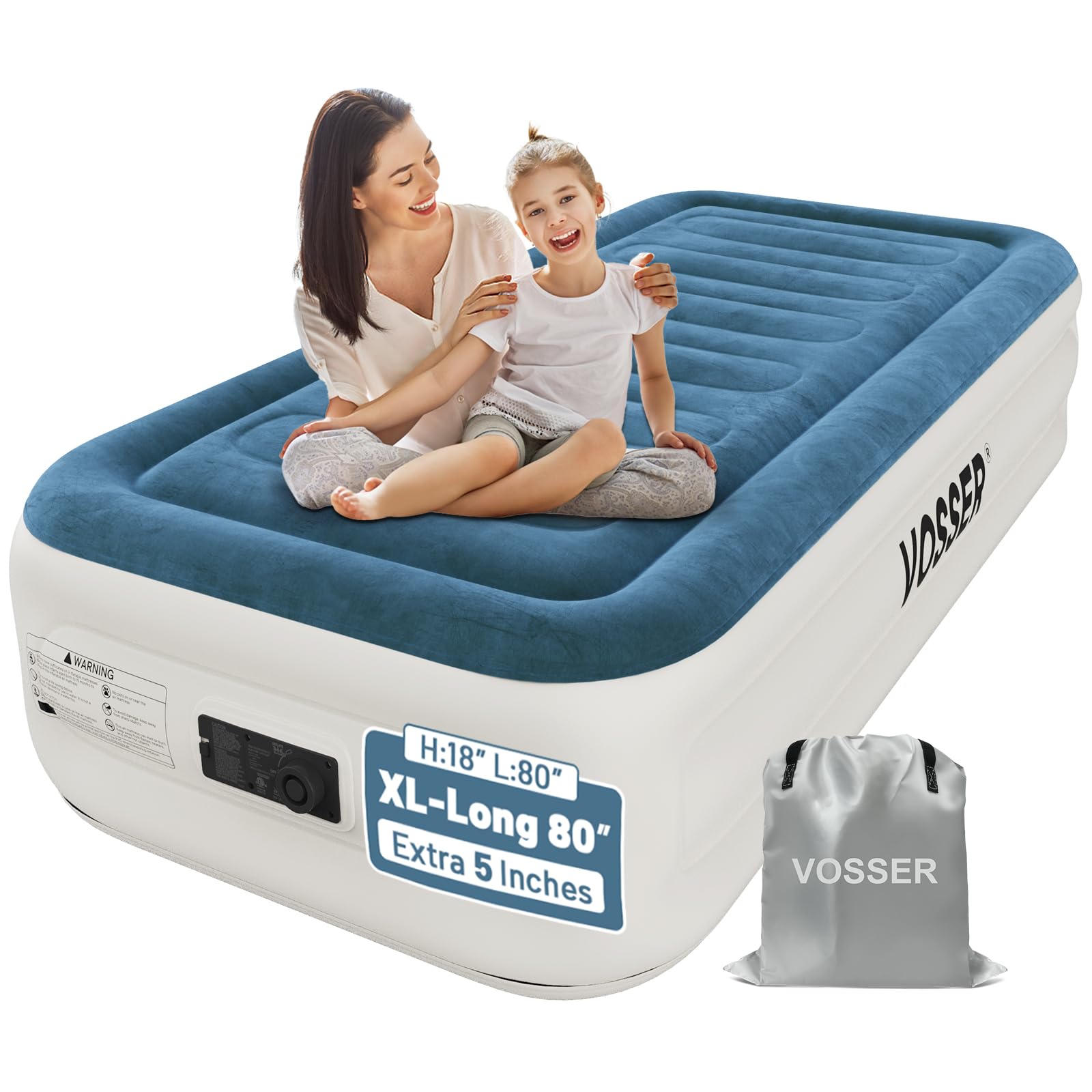 VOSSER Twin Air Mattress with Built-in Pump,Fast & Easy Inflation ...