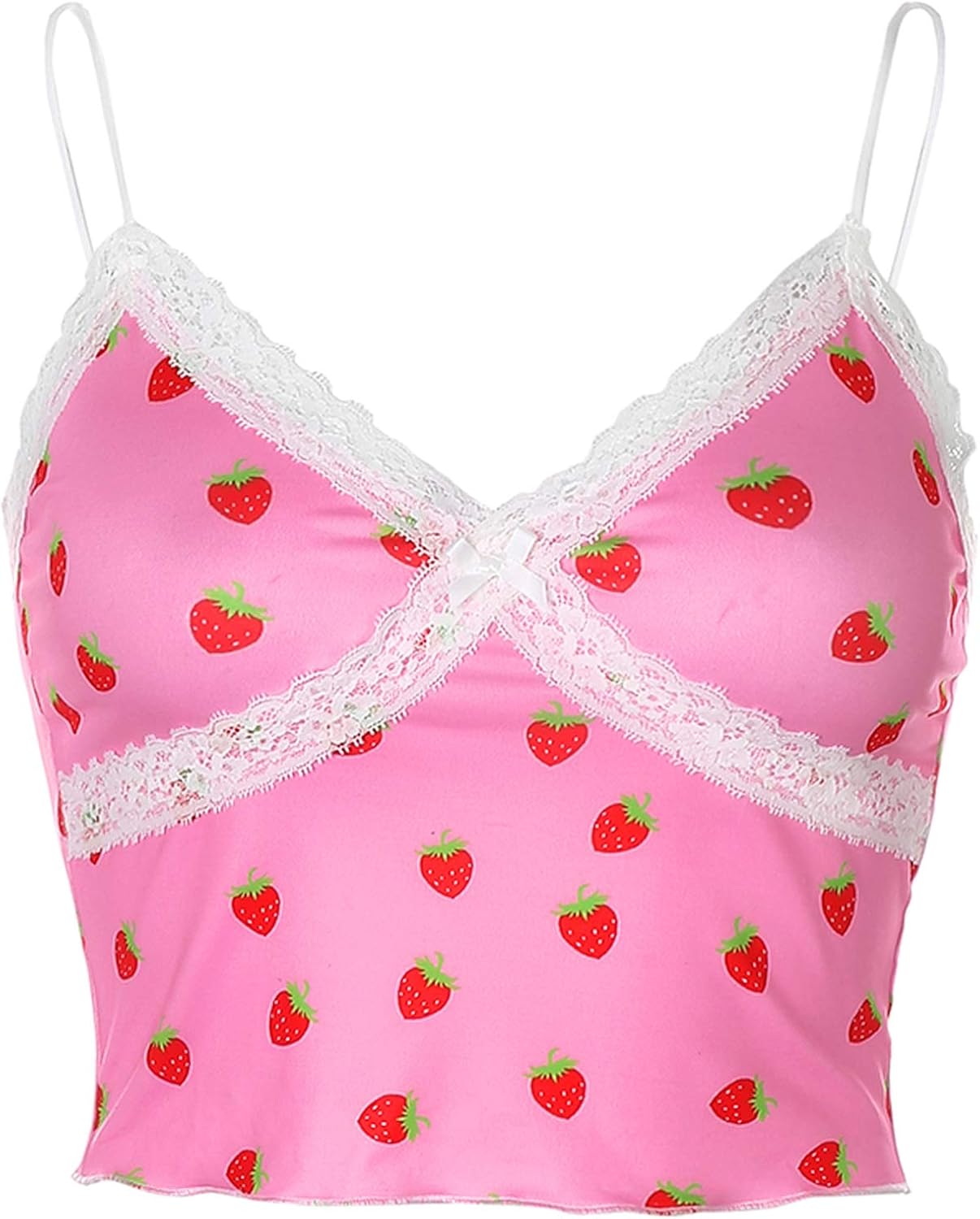 asaken Lace Aesthetic Crop Tops Women V Neck Sleeveless Tank Top Tee ...