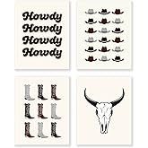 Amazon.com: GOXFOC Retro Boho Preppy Western Cow Print Cowboy Hat Bull ...