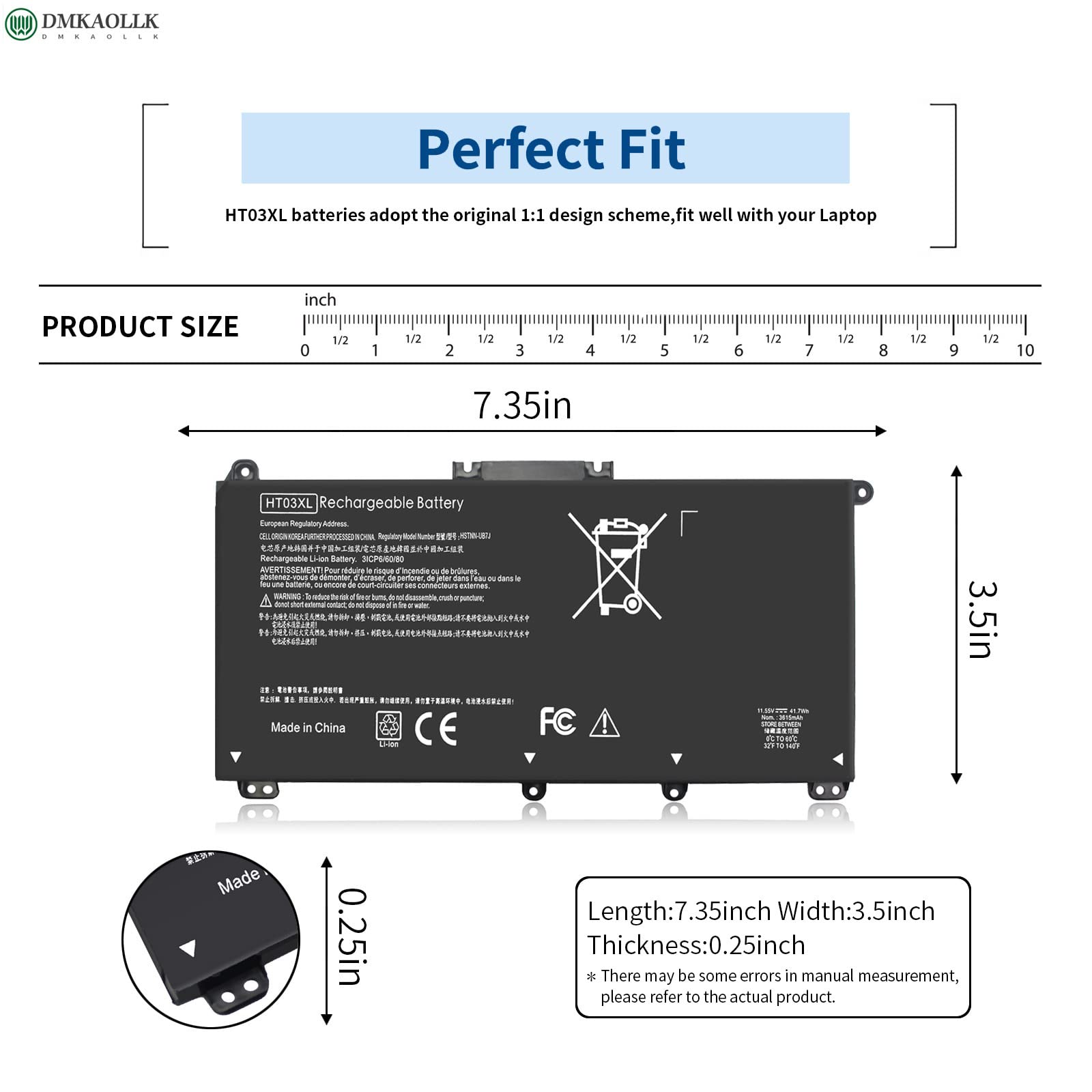 Mua DMKAOLLK L11119-855 HT03XL Battery for HP Pavilion 14-cf0xxx 14-df ...