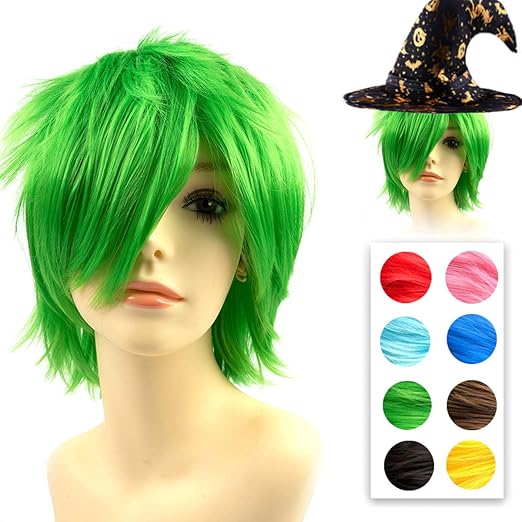 Amazon.com : Modernfairy Anime Wig Green for Cosplay Halloween Party ...
