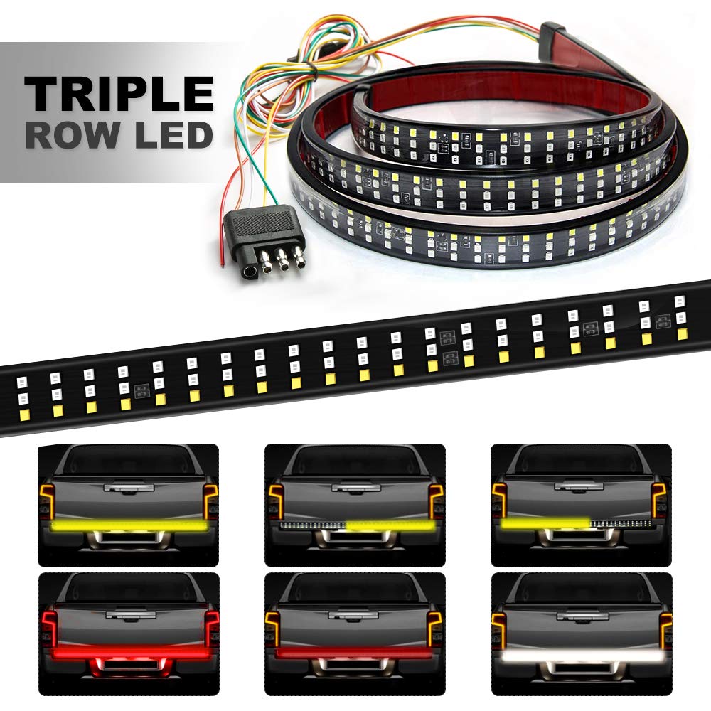 Buy HYB LED Tailgate Light Bar Triple 60 Inches Truck Tailgate Strip ...
