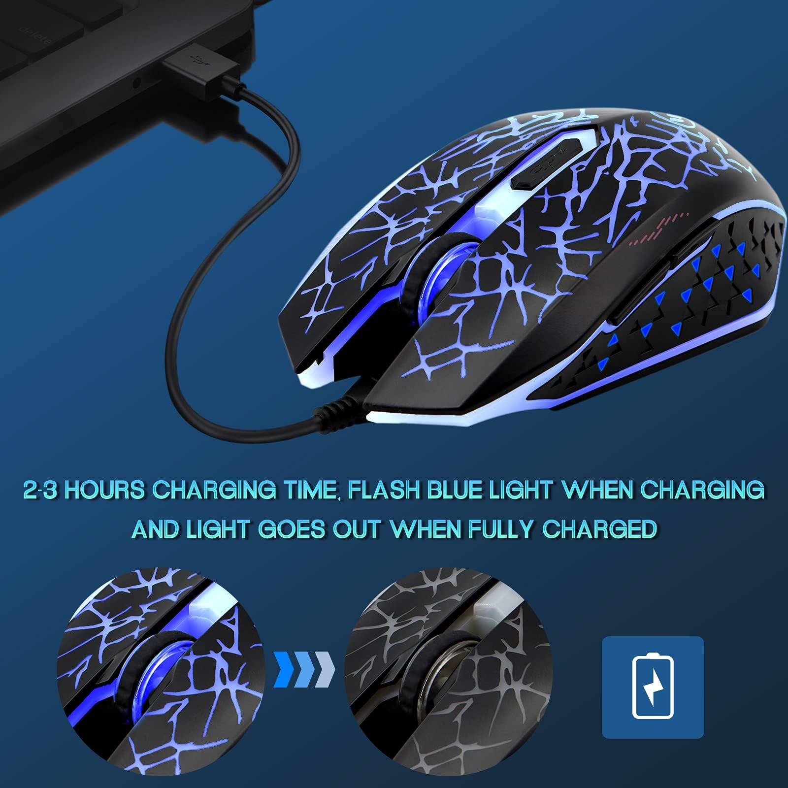 VEGCOO C12 Wireless Gaming Mouse,Rechargeable Mice Silent Click ...