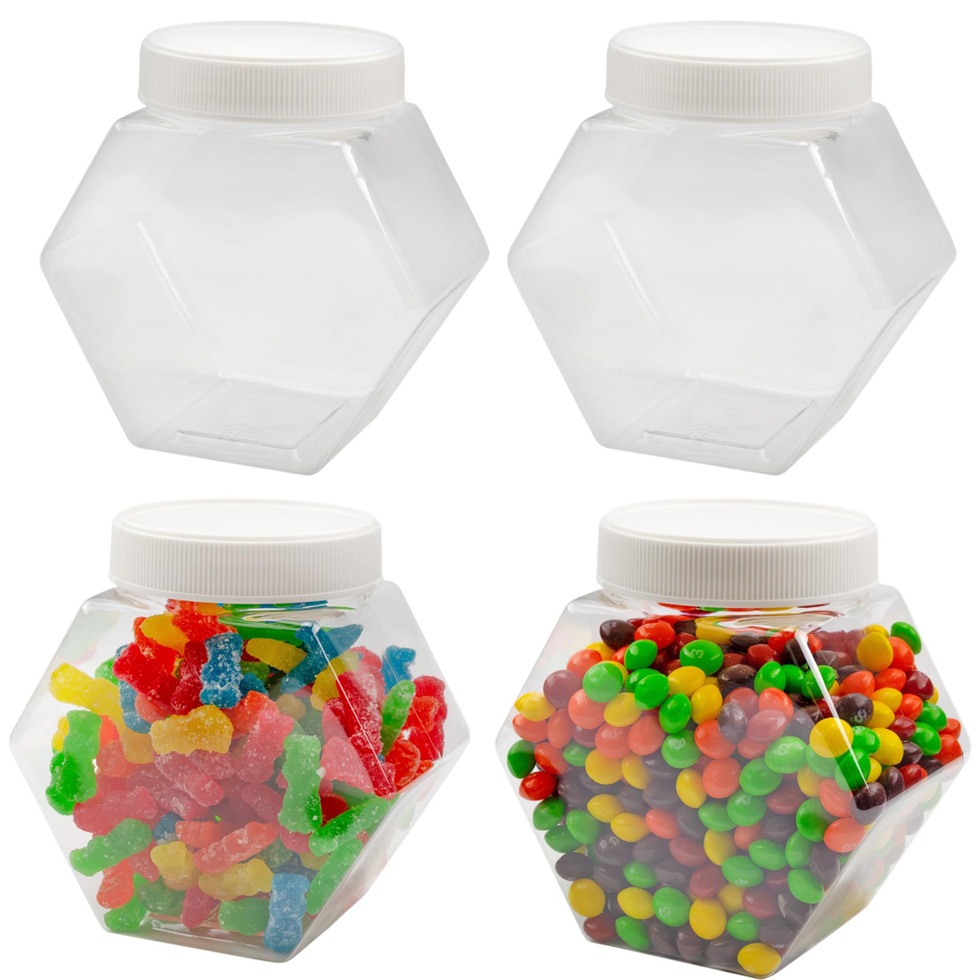 Cornucopia Brands Plastic Hexagon Shaped Jars (4-Pack, 30oz); Value ...