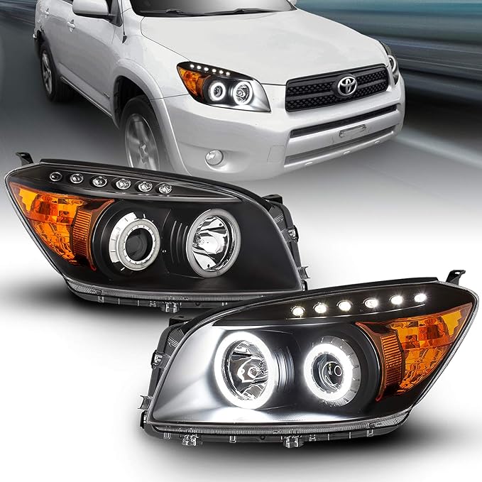 Amazon.com: AmeriLite Black Dual Intense LED Halo Projector Headlights ...