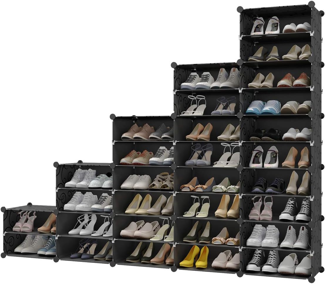 Amazon.com: KOUSI 60-Pairs Shoe Rack for Entryway Shoe Storage Space ...