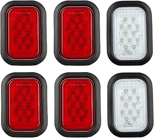 Amazon.com: 6Pcs 5"x3" Rectangle LED Stop/Turn/Tail/Brake & Backup ...